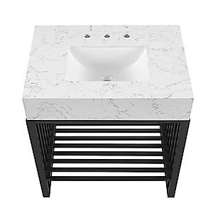 Modway Gridiron 30" Stainless Steel Bathroom Vanity, 30 Inch, Black