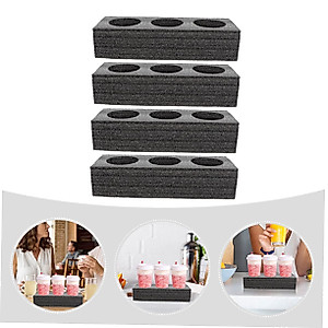 4pcs Milk Tea Drink Cup Holder Drink Packing Carrier Bottle Storage Holders Foam Cup Holder Takeout Disposable Cup Holder Coffee Cup Carrier Tray Pearl Cotton Portable re-usable