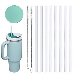 Greant 8 PCS Plastic Replacement Straws compatible with Stanley Quencher Adventure 40oz Tumbler, 12 inch Reusable Straw, Straws compatible with Stanley Cup 30oz, come with 2 Brush (Plastic, 12 inch)