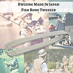 Kwizing MADE IN JAPAN Fish Bone Tweezers by RCI GLOBAL - Non-Slip, Precision Grip - Debone Salmon, Bass, Catfish - Stainless Steel Handmade Japanese Craftsmanship (4 3/4")
