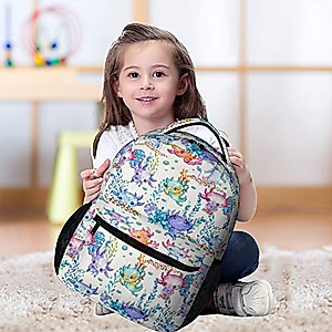 MINBHEBYUD Watercolor Cute Axolotl Prints Backpack, Lightweight Backpack Casual Daypack, Bookbag for Men Women