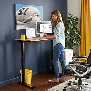 Serta Creativity Electric Height Adjustable Desk, 47" Inch Wood Desktop Sit Stand Table for Office, Work from Home Furniture, Easy to Assemble, Light Brown