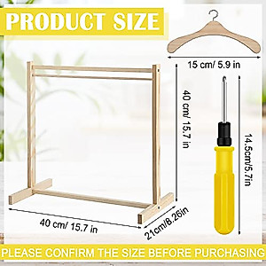 Estune 15.7 Inches Dog Garment Rack with 12 Wood Pet Clothes Hanger Wooden Dog Dress up Storage Small Dog Closet Pet Clothes Organizer Accessories for Doll Cat and Puppy