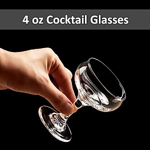 Valeways Shot Glasses, 4oz Cocktail Glasses Set of 6/True Coupe Glasses/Martini Glasses/Margarita Glasses/Daiquiri Glasses