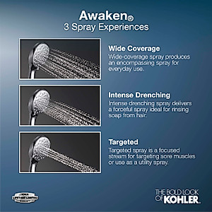 KOHLER 98361-G-CP Awaken G90 Multi-Function Handshower Kit, Handheld Shower Head with 24" Slidebar and 60" Hose, 1.75 GPM, Polished Chrome