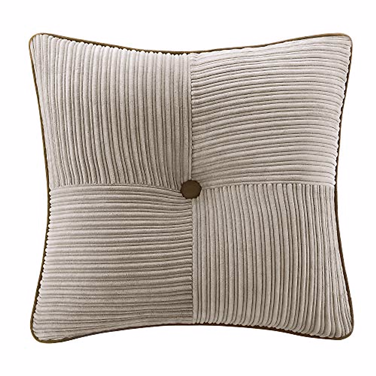 Madison Park Cozy Comforter Set Casual Blocks Design All Season, Matching Bed Skirt, Decorative Pillows, King (104 in x 92 in), Dallas Taupe/Brown, 7 Piece