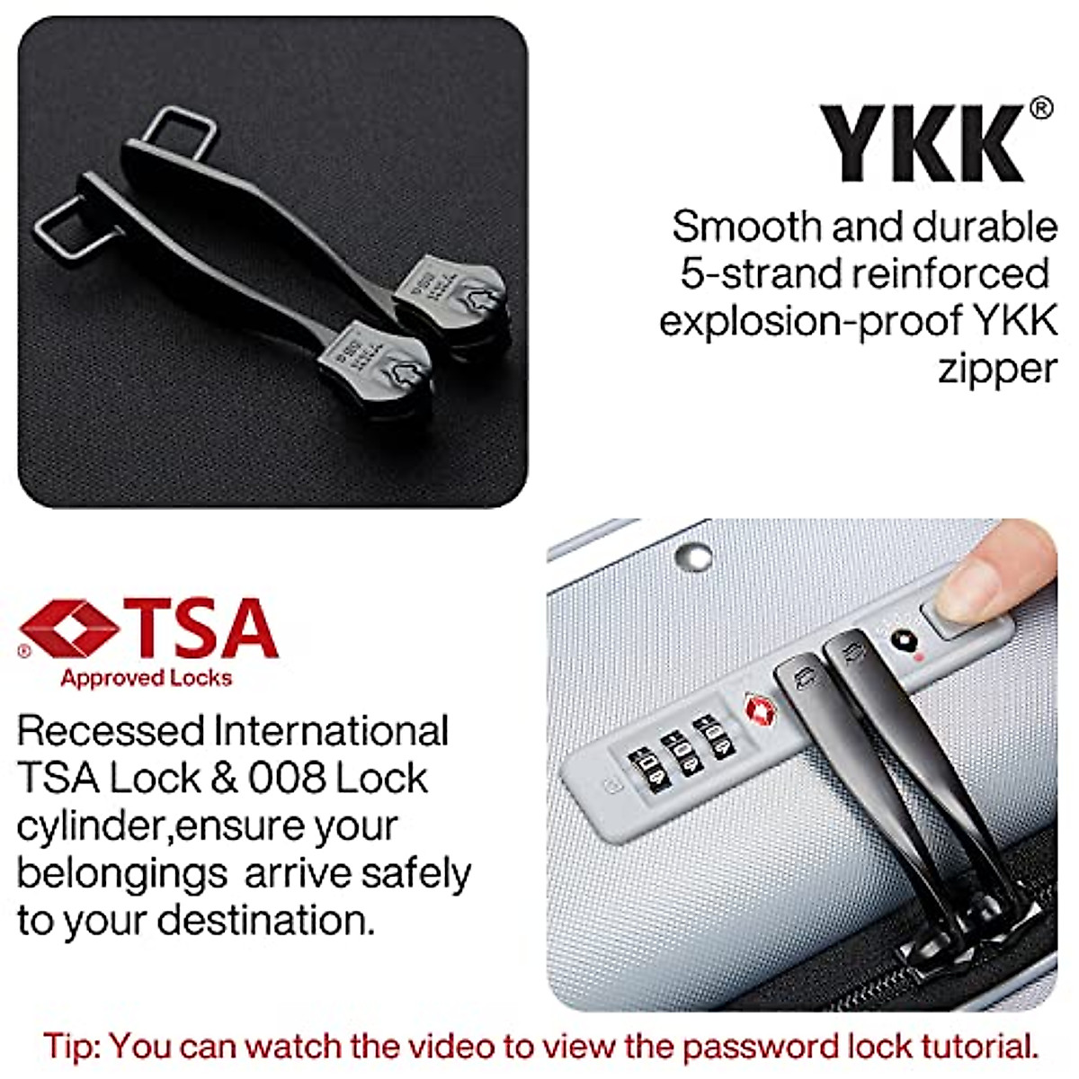 Hanke 20 Inch Carry On Luggage with Front Pocket Aluminum Frame （Can Not Open in The Middle） Hard Shell Suitcases with Wheels Rolling Luggage Suitcase with Lock Travel Luggage for Weekender- Grey