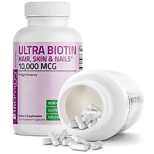 Bronson Ultra Biotin 10,000 Mcg Hair Skin and Nails Supplement, Non-GMO, 120 Vegetarian Capsules