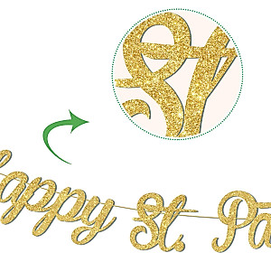 St. Patrick 's Day Banner Decorations Shamrock Clover Garland Banner Irish Party lucky One Birthday Party Supplies Green and Gold Garland