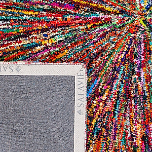 SAFAVIEH Nantucket Collection Area Rug - 5' x 8', Multi, Handmade Boho Abstract Burst Cotton, Ideal for High Traffic Areas in Living Room, Bedroom (NAN319A)