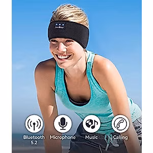 MUSICOZY Sleep Headphones Bluetooth 5.2 Headband, Sports Wireless Earphones Music Sleeping Headphones Mask Earbuds with HD Stereo Speaker for Women Men Teens Workout Running Cool Gadgets Unique Gifts