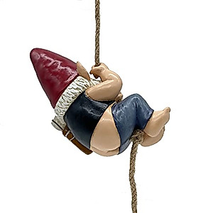FICITI Funny Garden Gnomes Decorations, Archer Bowman Climbing Rope Hanging Gnome, Tree Hugger, Tree Decoration Ornaments, Outdoor Whimsical Gnome Statues – 8.5 inch