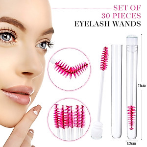 60 Pieces Mascara Wand Tube Set 30 Diamond Empty Eyelash Brush Tubes Spoolies 30 Mascara Wand Lash Extension Brushes Applicators Makeup Tools (110 mm, Iridescent)