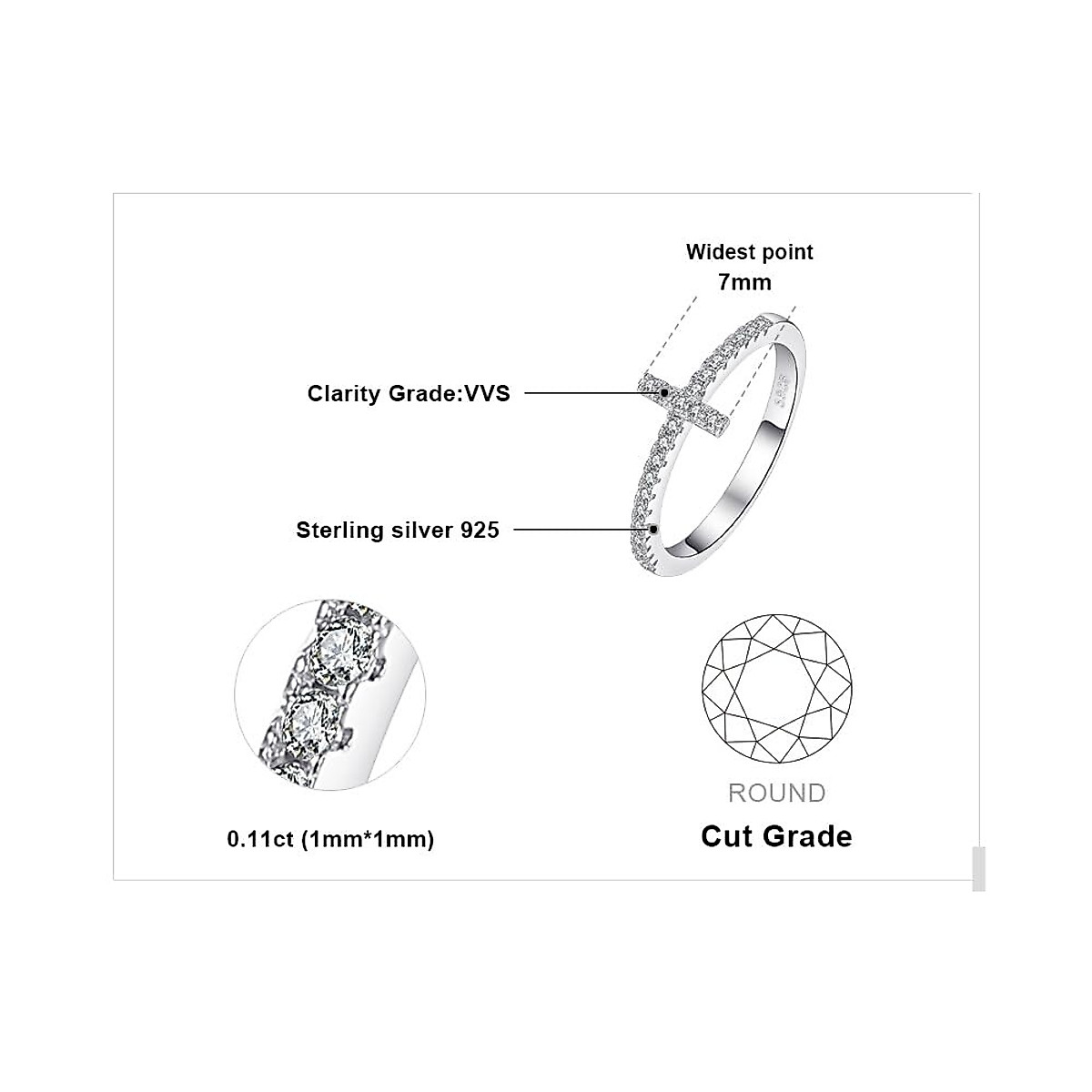 JewelryPalace 14K Gold Plated 925 Sterling Silver Rings for Women, Cubic Zirconia Promise Rings for Her, Stackable Wedding Bands Rings for Women Cross Sideways Stacking Ring Sets Size 7