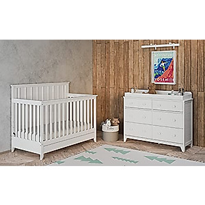 STORKCRAFT Forrest 5-in-1 Convertible Crib with Drawer (White) – GREENGUARD Gold Certified, Crib with Drawer Combo, Full-Size Nursery Storage Drawer, Converts to Toddler Bed, Daybed and Full-Size Bed
