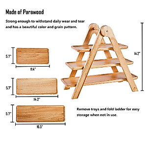 Noriginalic Appetizer Serving Tray Parawood Charcuterie Boards 3 Tier Serving Tray Dessert Table Display Set