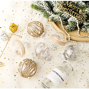 XmasExp Christmas Ball Ornaments Set-70mm/2.76" Beige Large Shatterproof Pastic Farmhouse Xmas Tree Decoration Delicate Hanging Ornaments (12 Counts,Beige)