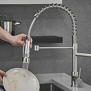 AIMADI Commercial Pull Down Kitchen Faucet Sprayer with LED Light,Brushed Nickel