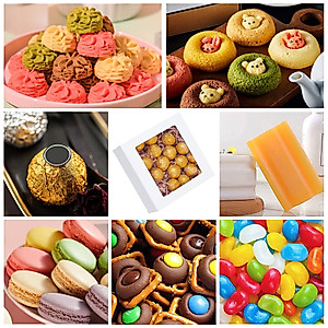 BENECREAT 16Packs 5.5x5.5x2inch Clear PVC Square Window Gift Boxes, White Kraft Paper Present Boxes for Wedding Favor, Festival Gift Packaging, Chocolates, Cookies Small Crafts