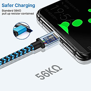 Aioneus Micro USB Cable Fast Android Charging Cord 6FT 3Pack Charging Cable Braided Charger Cord for Samsung Galaxy S7 Edge S6 S5 S2 J7 J7V J5 J3 J3V J2, LG K40 K20, Moto E4 E5 E6, Tablet, PS4, Xbox