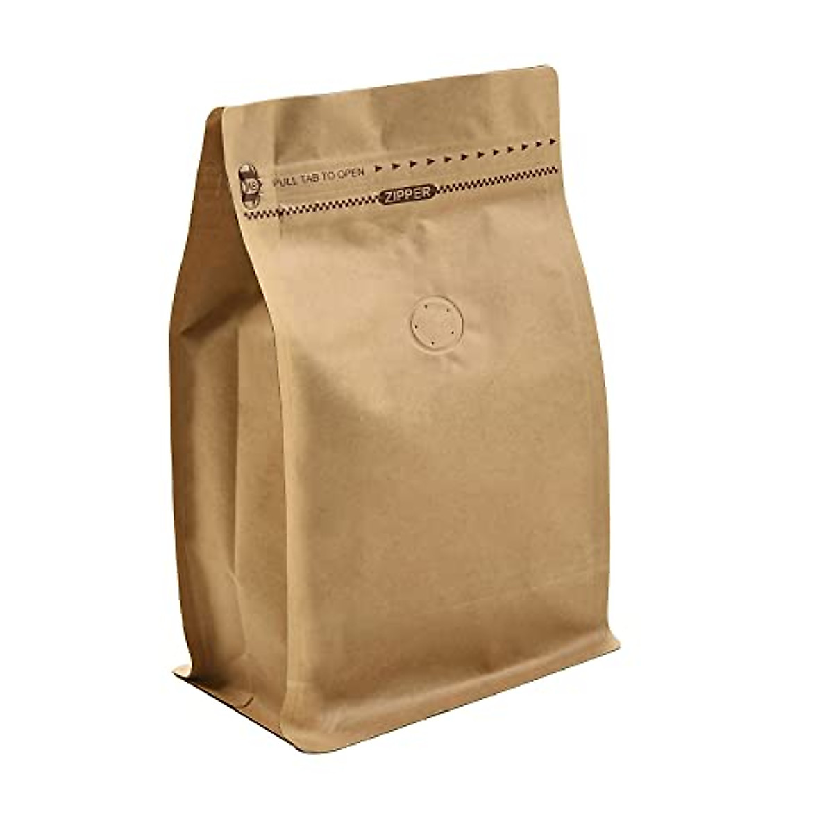 50 Pieces 8 Ounce Kraft Paper Stand Up Coffee Bag/Flat Bottom Pouch with Air Release Valve and Reusable Side Zipper. (50pcs, ½lb/8oz)