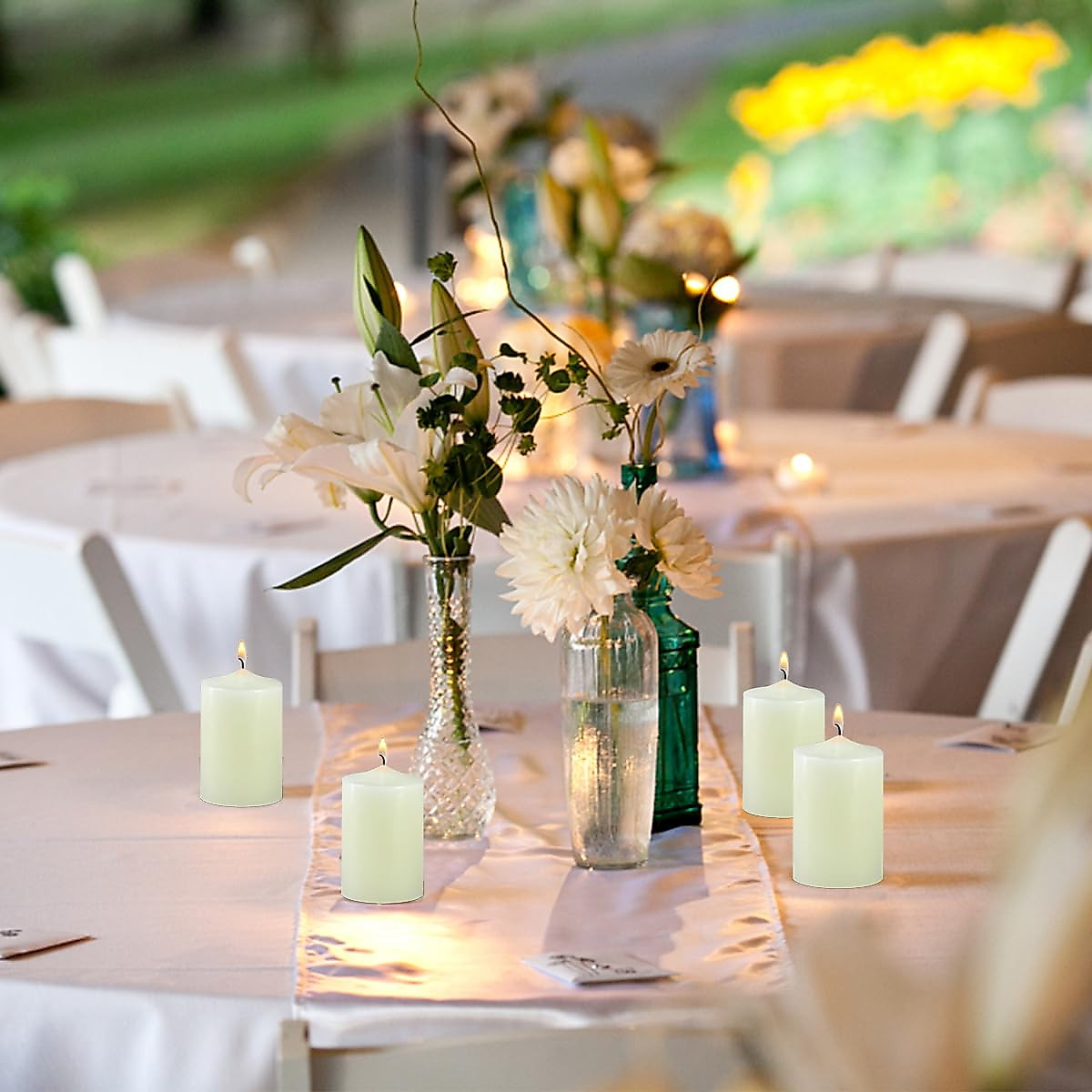 12 Pack 2x3 Hand Poured White Dripless Pillar Candles, Ivory, Soy Candles, Non-Toxic, Unscented, Smokeless, Long Burning, Emergency, for Home Decor, Dining Table, Party, Romantic Mood Lighting