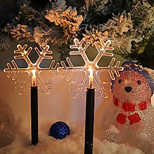 5 Pack Christmas Snowflake Pathway Lights Battery Operated with Timer 6.3 Ft Total Outdoor Waterproof Landscape Lights Christmas Decorations for Pathway Garden Walkway Yard Lawn Patio (Warm White)