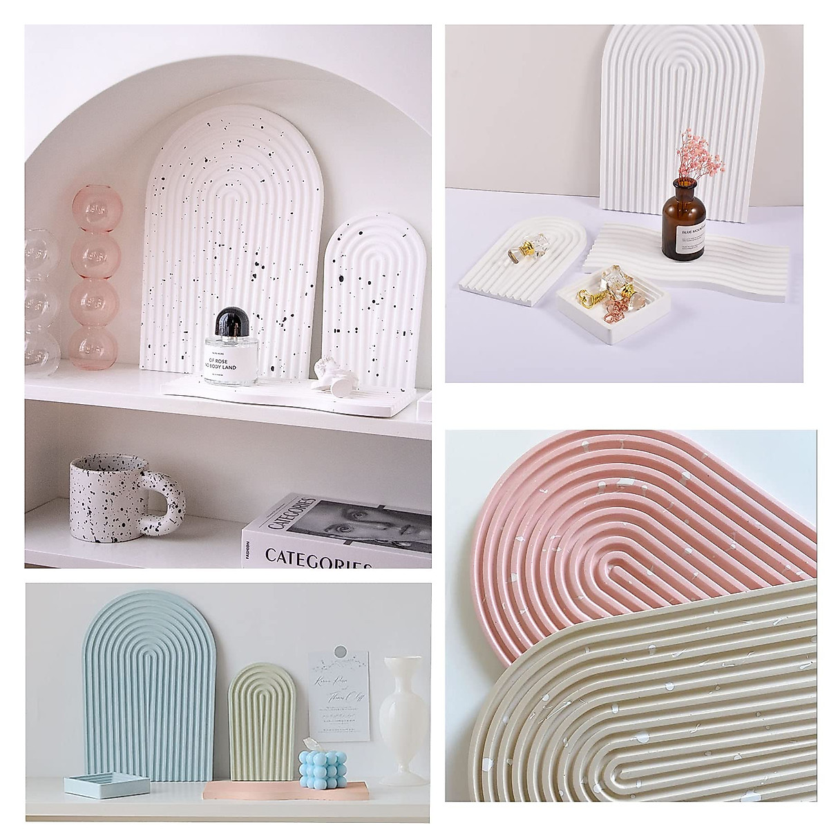 2 Set Tray Silicone Resin Mold Wave Shaped Epoxy Silicone Casting Molds for Cup Fruit Candy Vase Storage Holder Articles Ornaments,3D DIY Making Home Display Decor Crafts