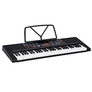 ZENY 61-Key Portable Electric Keyboard Piano with Built In Speakers, LED Screen, Headphones, Microphone, Piano Stand, Music Sheet Stand and Stool
