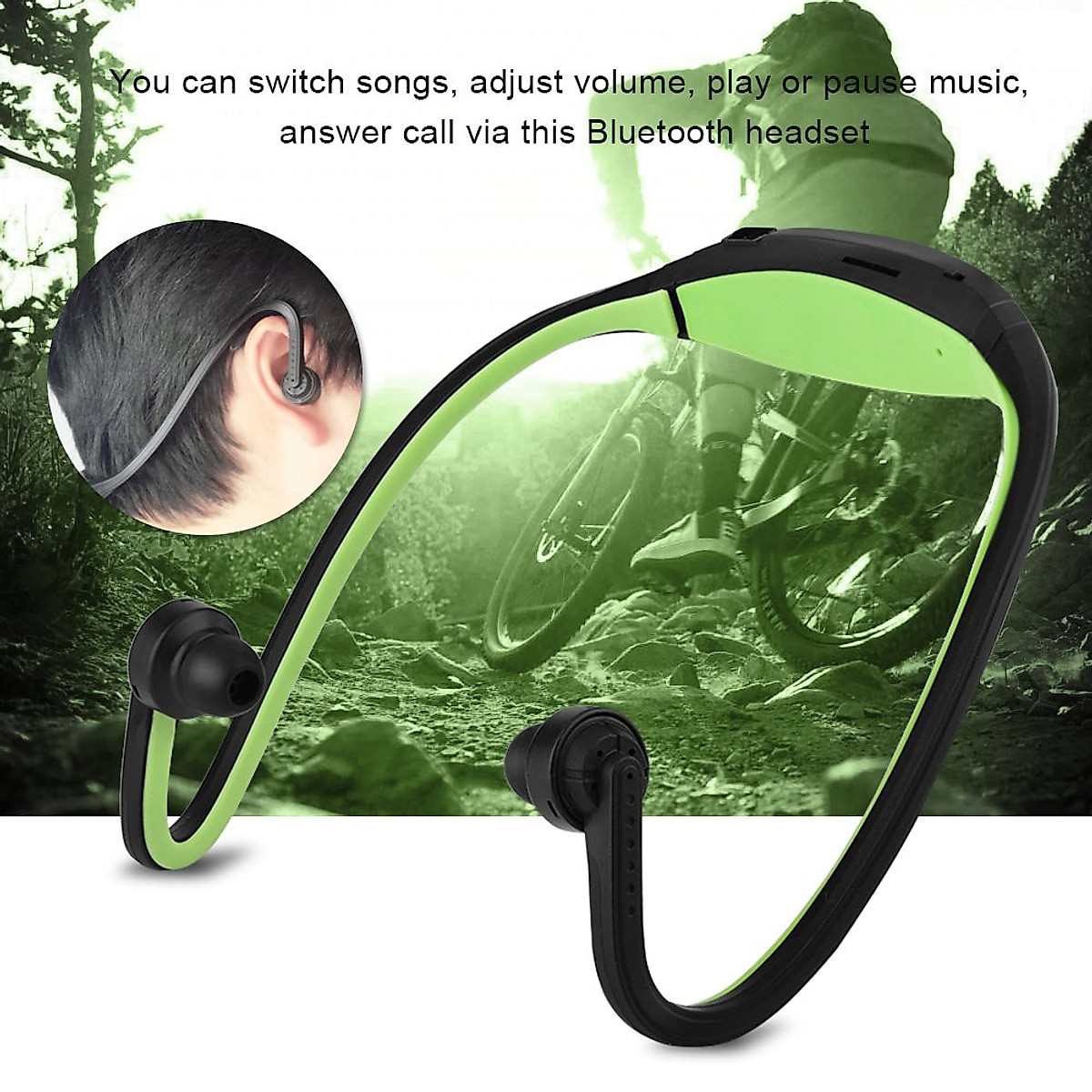 Serounder Bluetooth Headset, Sport Wireless Bluetooth 4.1 Neckband Earphone Stereo Headphones Headset w/Mic, TF Card Slot and Hands-Free Calls(Green)