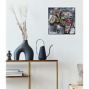 JKWALL77 Graffiti Canvas Wall-Art for Bedroom - Gaming Wall Art for Teen Boys - Abstract Painting Pop Art Modern Home Wall Decor Ready to Hang Size 14" x 14"