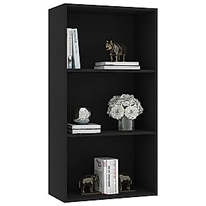 WHOPBXGAD 3-Tier Book Cabinet,Bookcase with Shelves, Wooden Bookshelf Board, Easy to Assemble Suitable for Bedroom, Living Room, Office,Black 23.6"x11.8"x44.9" Engineered Wood