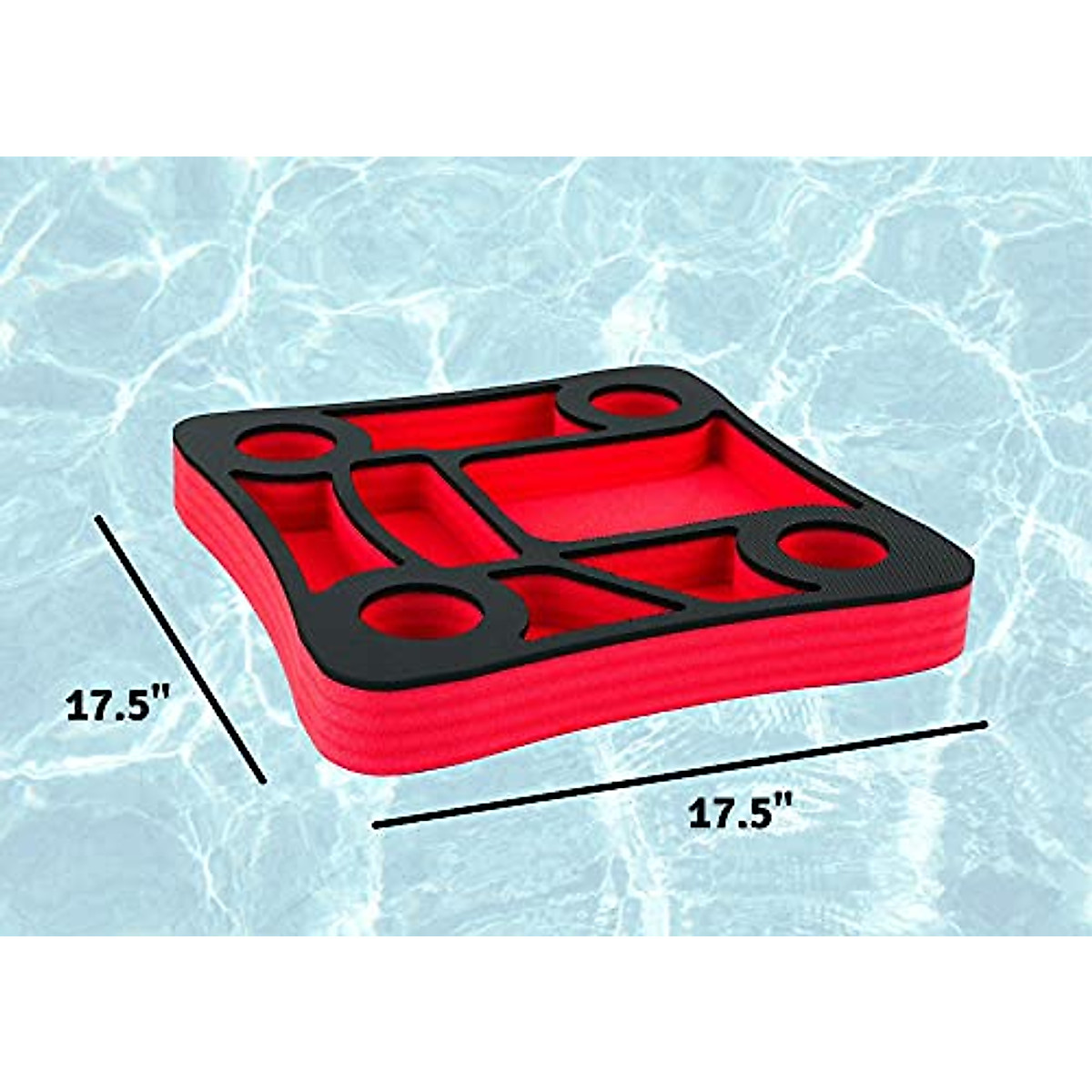 Polar Whale Floating Drink Holder Red and Black Refreshment Table Tray for Pool or Beach Party Float Lounge Durable Black Foam 17.5 Inches Large 10 Compartment UV Resistant