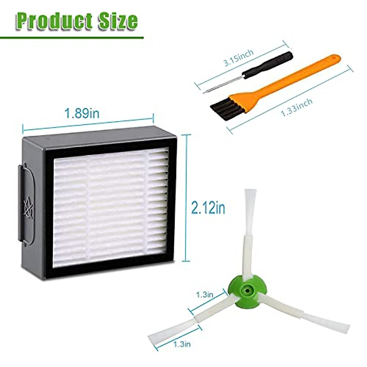 COMUSTER 14 Pack Replacement Parts for iRobot Roomba i1+ i7+ i3+ i4+ i6+ i8+ j7+/Plus Vacuum Cleaner,2 Pack HEPA Filters 2 Pack Side Brushes 8 Vacuum Bags(The accessories are neat)