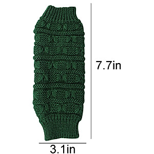 Women Winter Fingerless Gloves Crochet Knit Arm Warmers Mittens with Thumb Hole,Khaki