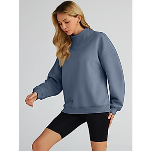 Trendy Queen Womens Oversized Sweatshirts Fall Fashion 2024 Crewneck Pullover Fleece Cute Hoodies Loose Teen Girls Y2K Outfits Clothes Greyblue