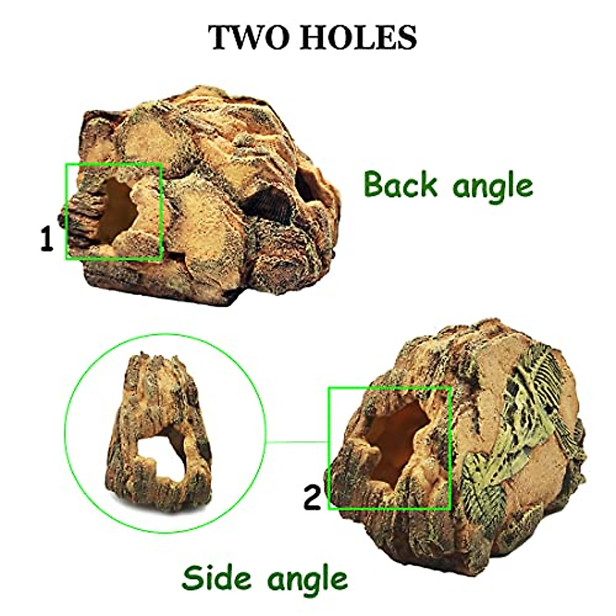 Hamiledyi Reptile Hideout Cave,Lizard Resin Rock Hiding Cave,Reptile Habitat Terrarium Decoration for Leopard Gecko Cichlids Spiders Lizards Hermit Crabs
