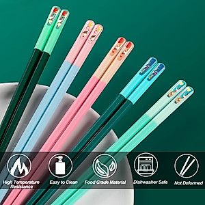 5 Pairs Fiberglass Chopsticks, Slivek Reusable Premium Japanese Chinese Korean Chopsticks Dishwasher Safe, Non-slip, Lightweight, 9.5 inches - Morandi Color