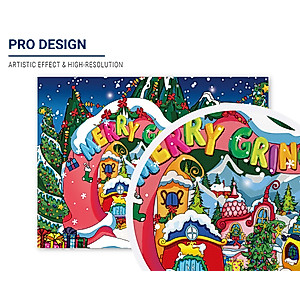 Allenjoy 96" x 72" Merry Grinchmas Christmas Backdrop for Kids Xmas Winter Let it Snow Happy New Year Holiday First Birthday Baby Shower Party Supplies Decoration Banner Photo Booth Props Background