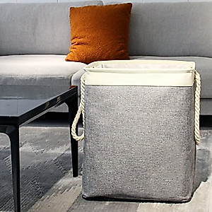 Casaphoria 75L Laundry Hamper with Support Rods and Rope Handles, ,Freestanding Rectangular Fabric Storage Basket Large Cube Organizer,Collapsible Dirty Clothes Canvas Hampers