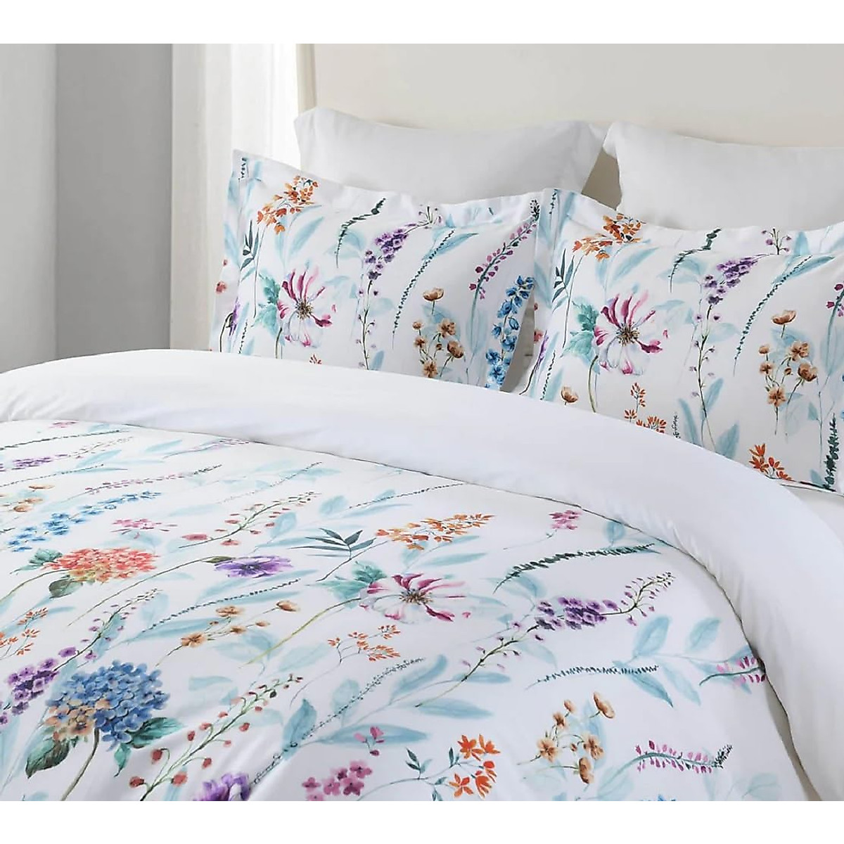 Royal Tradition 2pc 100% Cotton Duvet Cover Set (Twin/Twin XL) Thalia Floral Comforter Cover with Pillow Sham