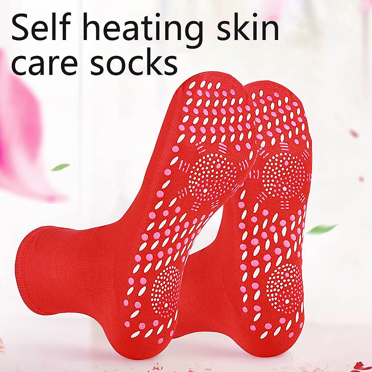 COMIOR 4 Pairs Mix Color Self-Heating Socks Warm Heated Socks, Self Heating Socks Hiking Heated Socks For Men Women, Magnetic Socks Comfortable Breathable Anti-Freezing Winter Warm Foot Socks