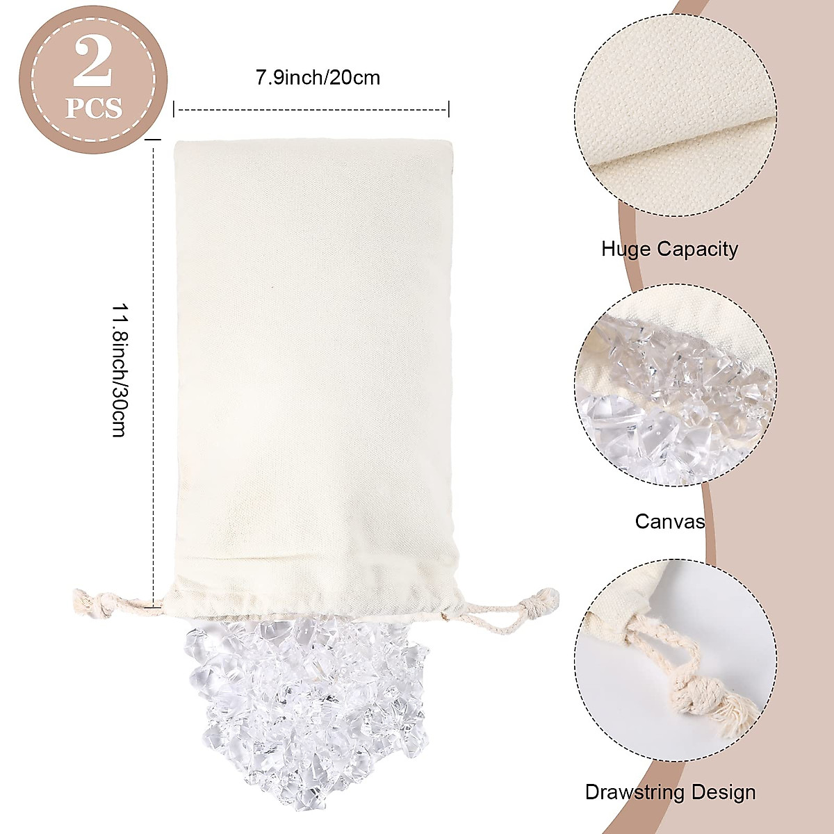 4 Pcs Lewis Bag and Ice Mallet Set, 11.8 x 7.9 Inch Reusable Canvas Crushed Ice Bags with Wooden Handle Ice Hammer Ice Crushers Stainless Steel Ice Pick with Safety Cover for Bar Bartender Tools Kit