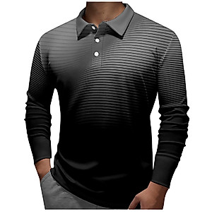 Men's Polo Shirts, Mens Shirts Tshirt Men Cotton White Tee Shirt Lapel Long Sleeve Printed Casual Top Loose Sports Shirt Big and Tall Shirts 4Xlt for T Grey Tee 4XL Graphic Man (4XL, Black)