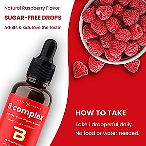 NutraChamps Vitamin B Complex Liquid Drops | B Vitamins Complex Supplement with B1, B2, B3, B6, B7, B9 & Methyl B12 Drops for Adults & Kids | Vegan Berry Flavor 2oz | 60 Servings / 2 Month Supply