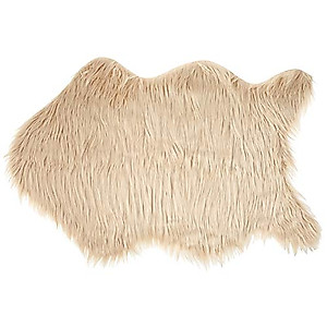 Soft Faux Sheepskin Lamb Fur Chair Cover, Seat Cover, Area Rug, Mat, Baby Blanket, 2 x 3 Feet - Natural (Oatmeal, Beige, Tan,