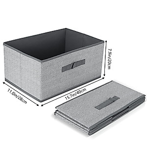 DAYARD Fabric Bins [3-Pack], Foldable Cube Baskets Storage Boxes for Shelves, Closet, Bookshelf, Nursery Organizer Containers, 16 x 11 x 8 inch Grey…