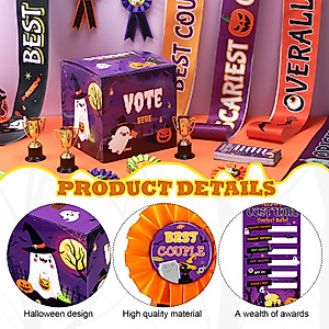 TaoBary 75 Pcs Halloween Costume Contest Ballot Kit Includes Halloween Contest Ballot Box and Voting Cards Halloween Award Ribbons Sashes Trophies and Stickers Set for Halloween Costume Contest Party