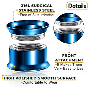 BIG GAUGES Pair of Internally Threaded Surgical Steel 4g Gauge 5mm Blue Double Flared Piercing Jewelry Ear Plugs Lobe Tunnel BG0016