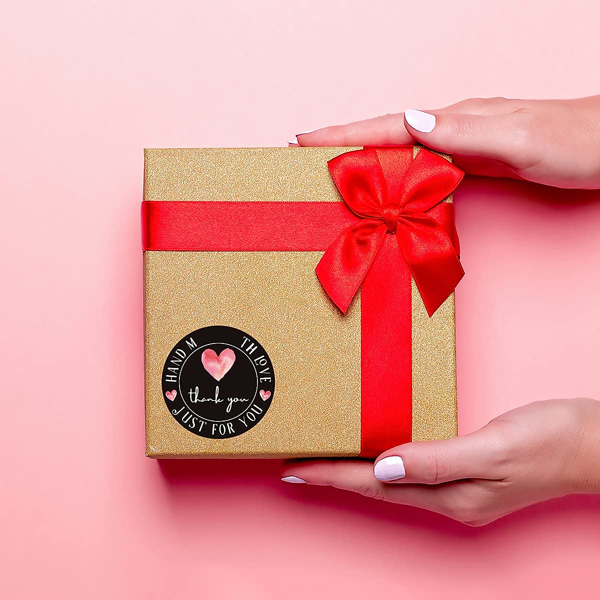 Littlefa 1.5” Hand Made with Love Just for You Stickers,Thank You Stickers,Bakeries Stickers,Handmade Stickers,Small Business Stickers, Envelopes Stickers, Gift Bags Packaging 500 PCS